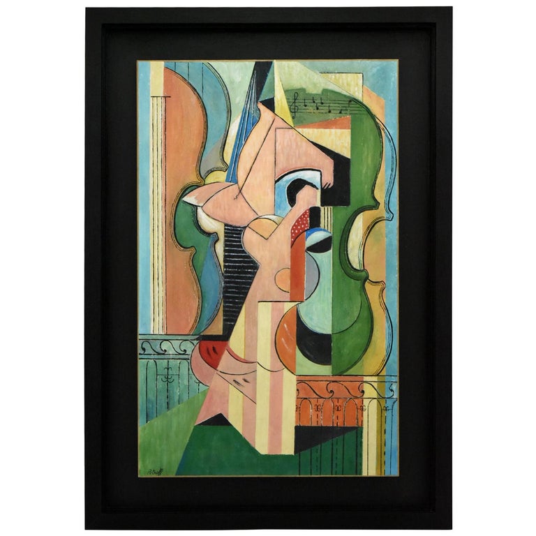 Painting Cubist Composition with Violins Petroff at 1stDibs