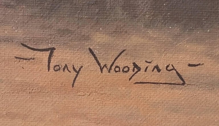 Painting of Elephants in an African Landscape by Tony Wooding For Sale ...