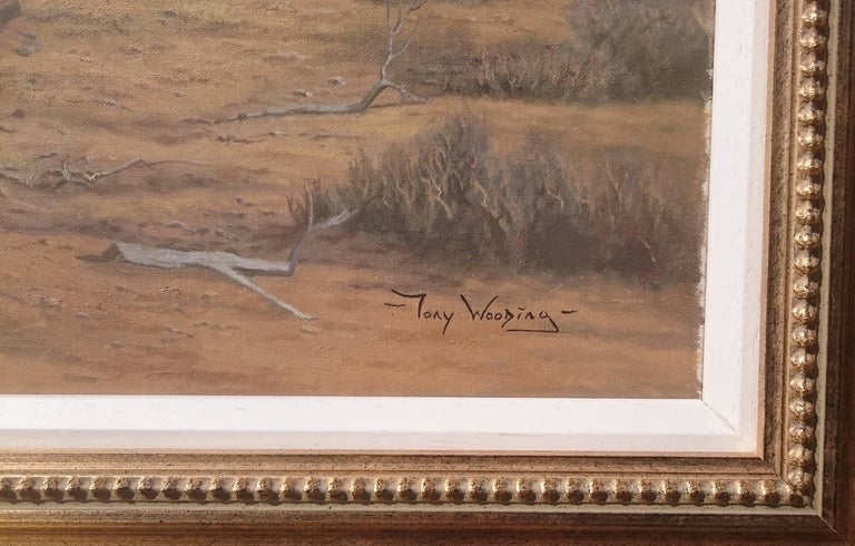 Painting of Elephants in an African Landscape by Tony Wooding For Sale ...