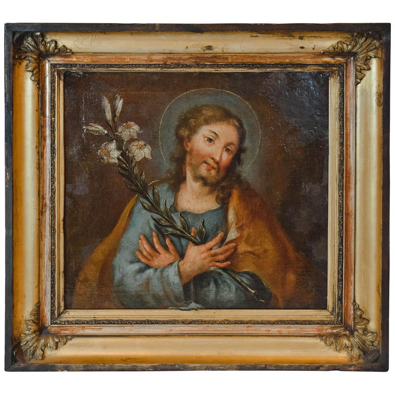 Painting of St. Joseph, Oil on Canvas For Sale at 1stDibs