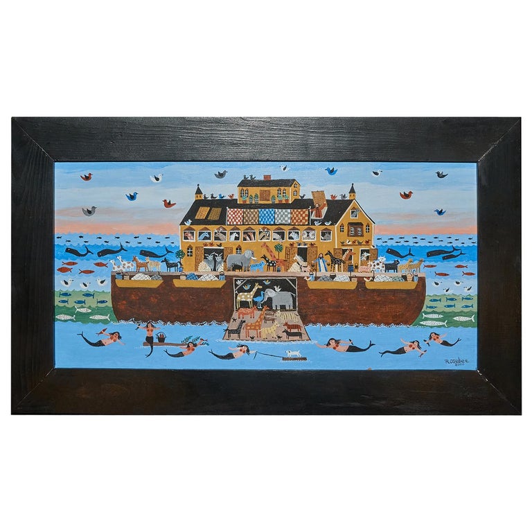 Painting of Noah's Ark and Mermaids, Signed Rosebee, 2000 at 1stDibs