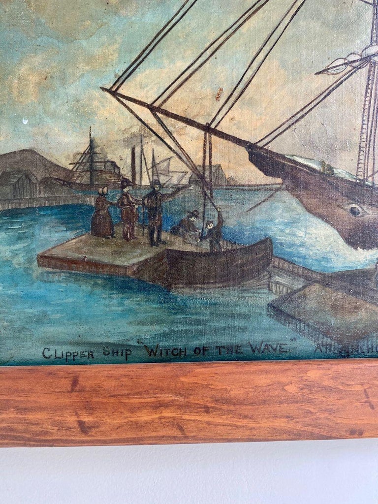 Painting of Clipper Ship 'Witch of the Wave at Anchor in Boston Harbor ...