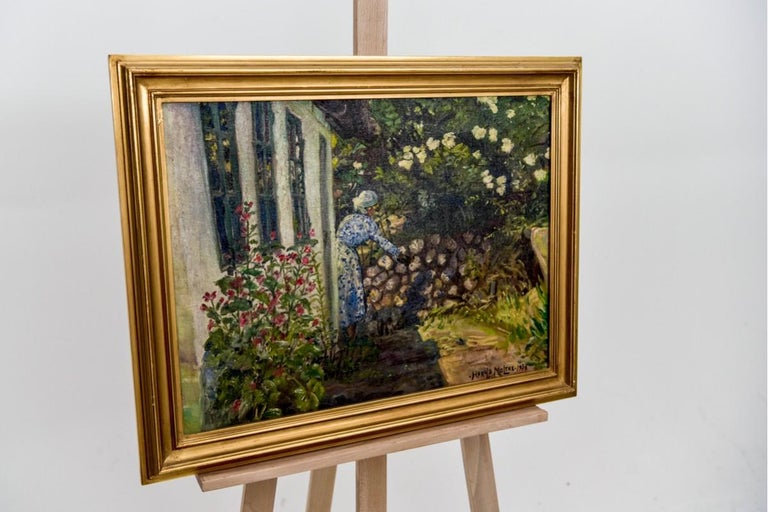 Painting "Work in the Garden", Harald Moltke, 1939 at 1stDibs