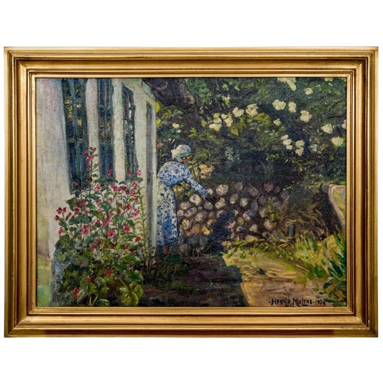 Painting "Work in the Garden", Harald Moltke, 1939 at 1stDibs