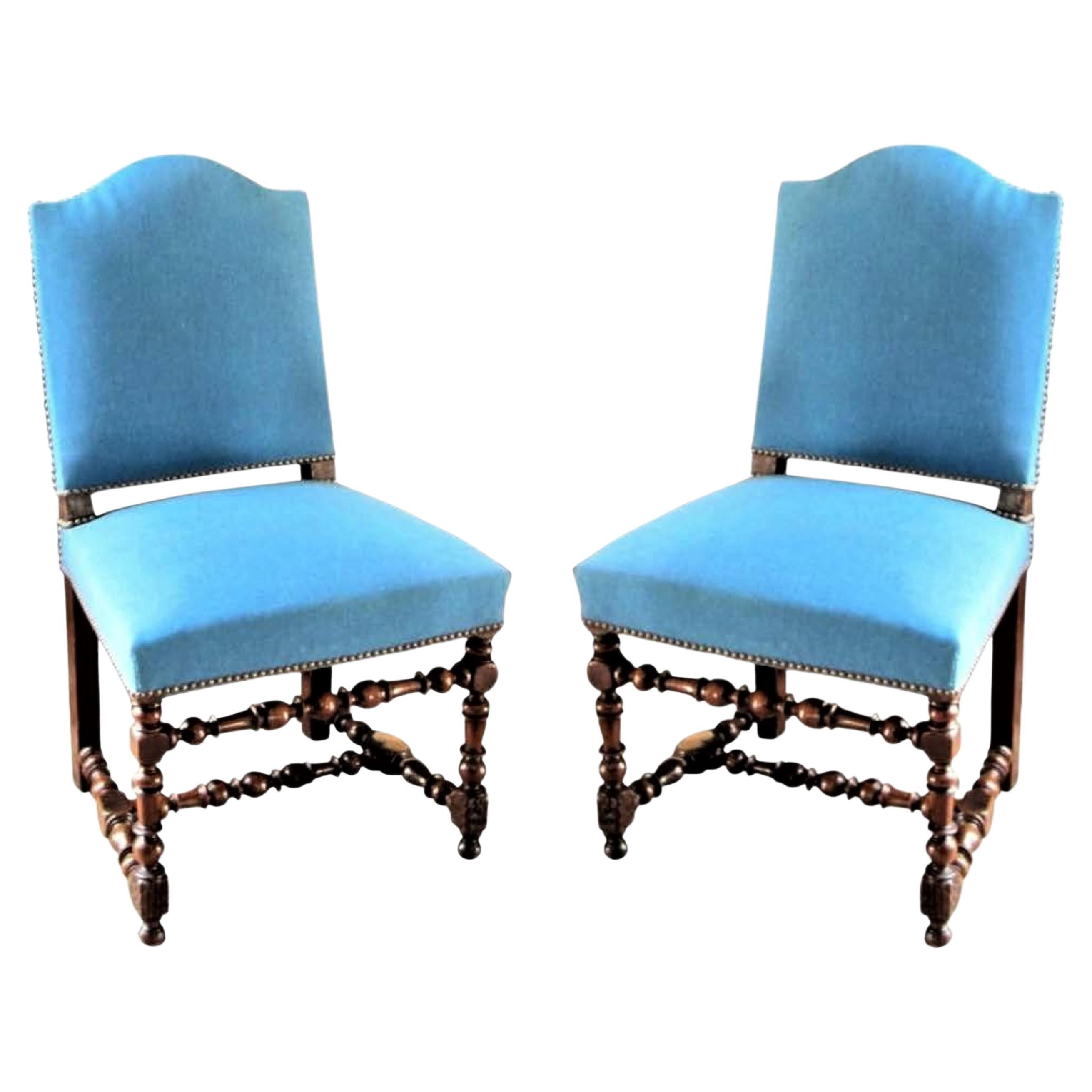 English 17th Century Charles II Period Pair of Oak Carved Chairs, Back ...