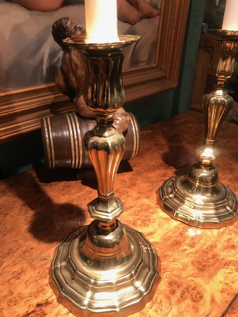 18th Century Candlesticks Candleholder Light in Brass Antique Gift ...