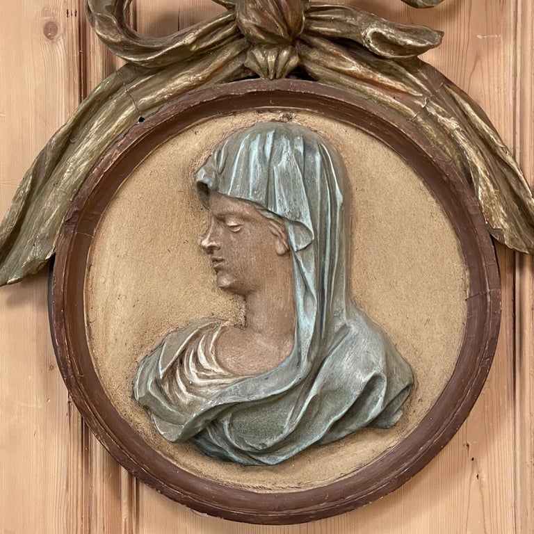Pair 18th Century Carved and Painted Italian Religious Cameos For Sale ...