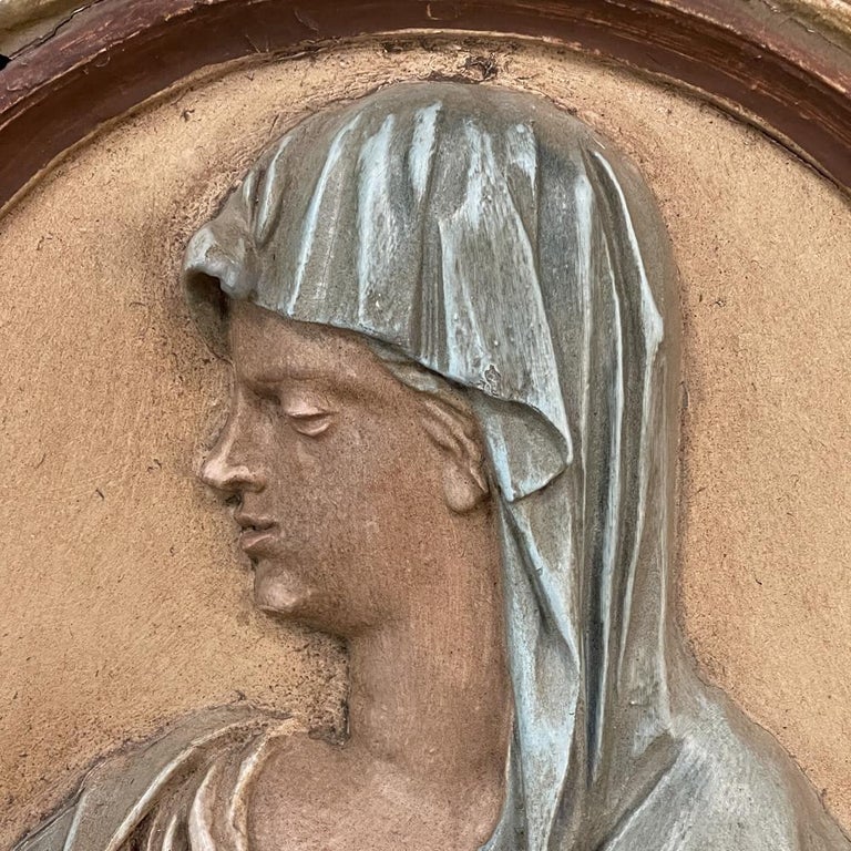 Pair 18th Century Carved and Painted Italian Religious Cameos For Sale ...