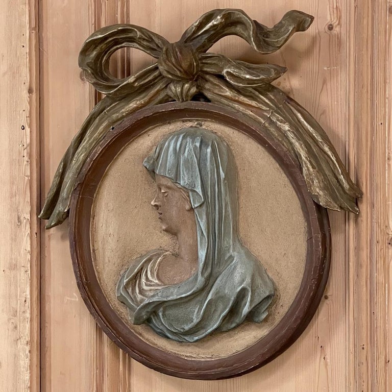 Pair 18th Century Carved and Painted Italian Religious Cameos For Sale ...
