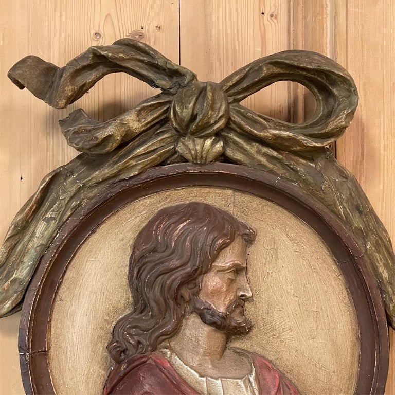 Pair 18th Century Carved and Painted Italian Religious Cameos For Sale ...