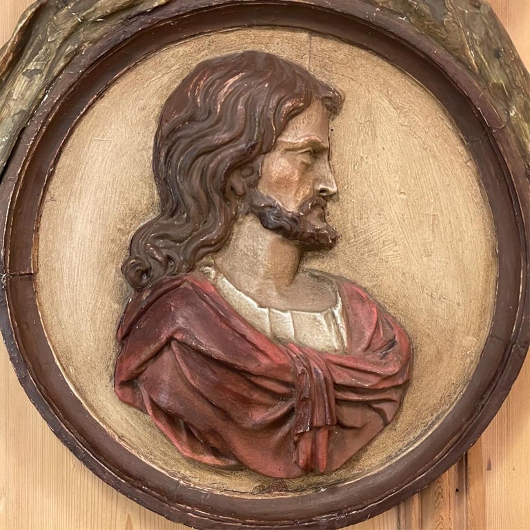 Pair 18th Century Carved and Painted Italian Religious Cameos For Sale ...