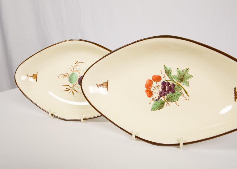 Pair of 18th Century Creamware Dishes Hand Painted circa 1785 at 1stDibs