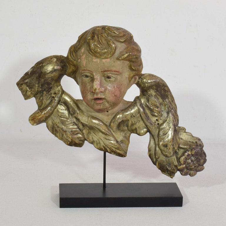 Pair 18th Century, Italian Carved Wooden Baroque Angel Fragments at 1stDibs