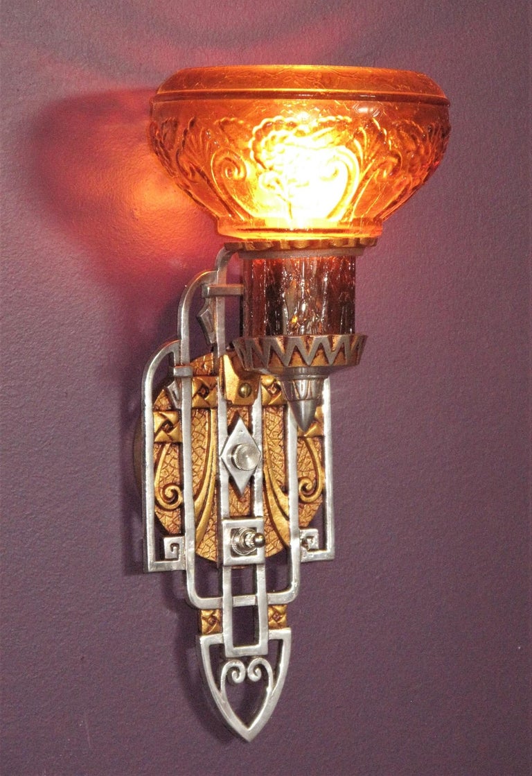 Pair 1920s/30s Sconces with an Art Deco and Spanish Revival Marriage ...