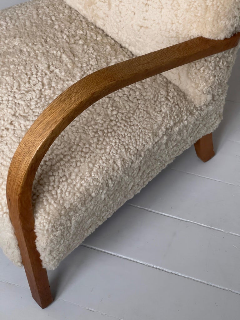 Pair 1930s Fritz Hansen danish modern Lounge Chairs in Sheepskin and ...