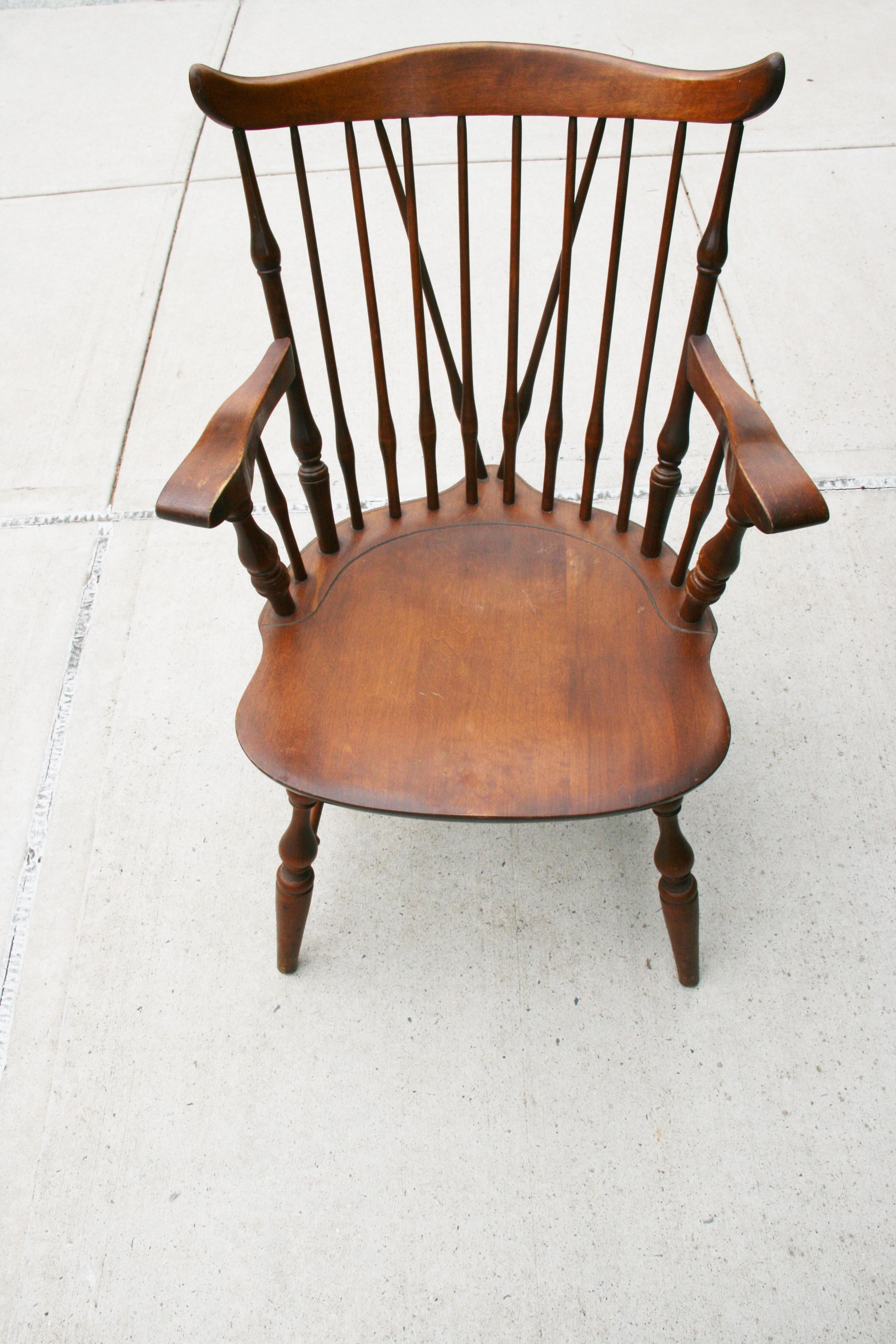 Pair 1930's Windsor Farm House Rustic Arm Chairs Nichols and Stone For ...