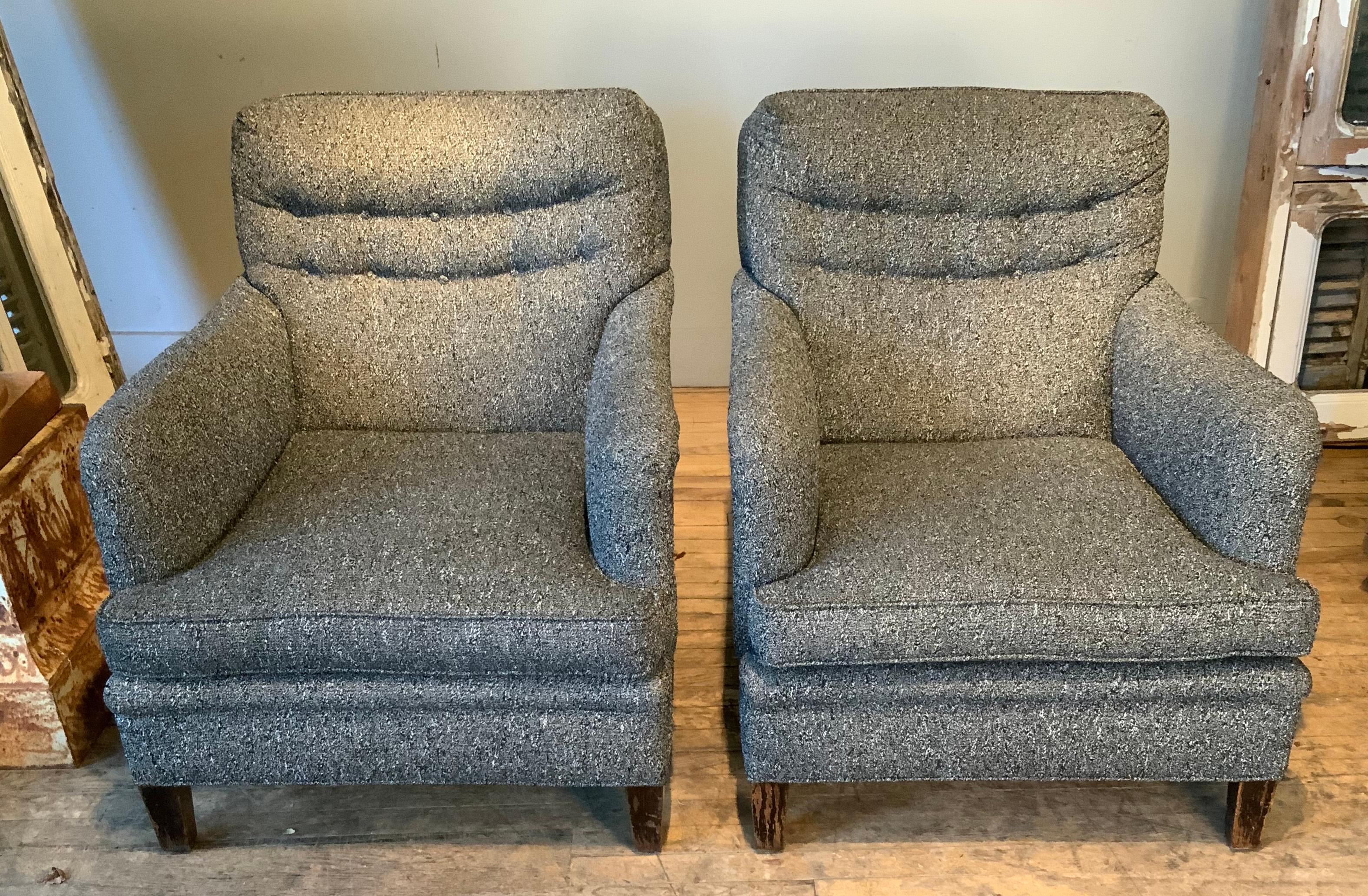 Pair 1950's Club Lounge Chairs For Sale at 1stDibs