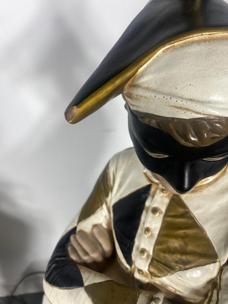 Pair 1950s Large Plaster Harlequin Lamps, Classic Mid-Century Modern ...