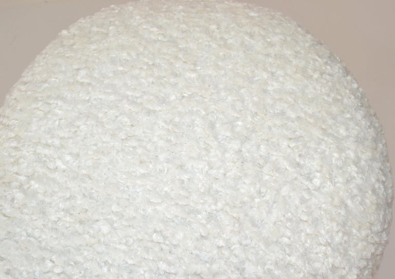 Pair 1970 Club Shaped Teddy Wool Bouclé Upholstery Ottoman Footstool ...