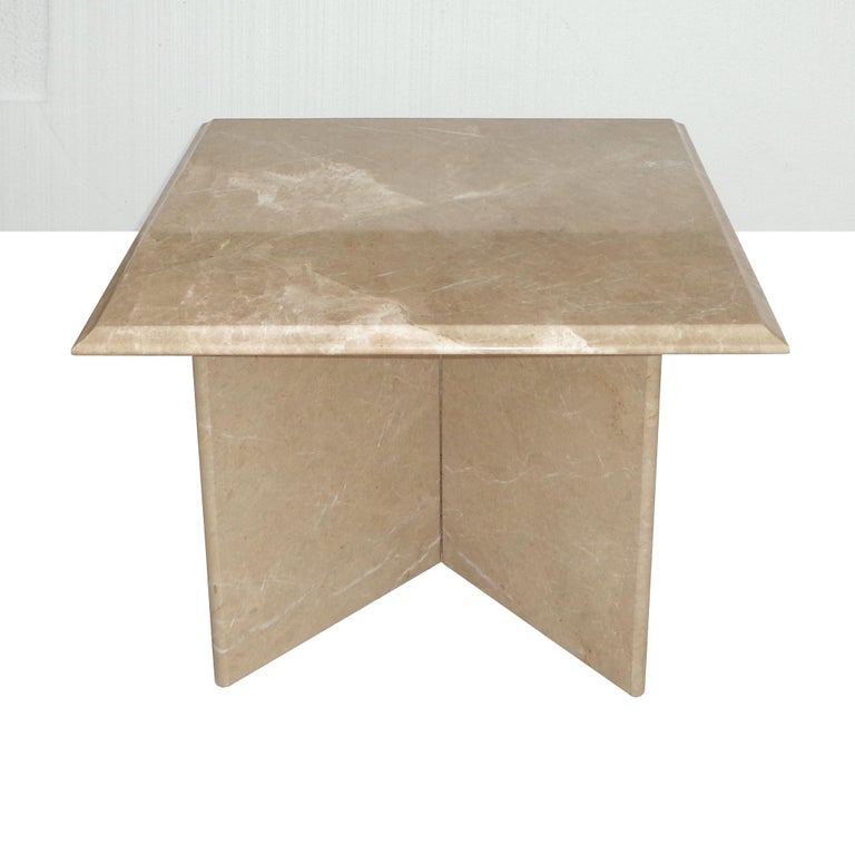 Pair 1970s Italian Travertine Pedestal Side Tables For Sale at 1stDibs