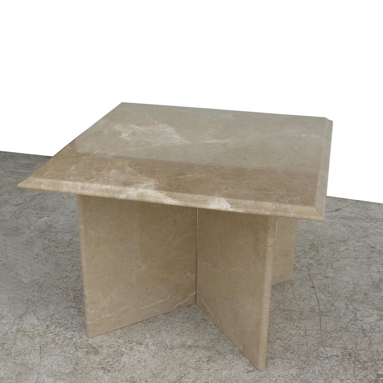 Pair 1970s Italian Travertine Pedestal Side Tables For Sale at 1stDibs