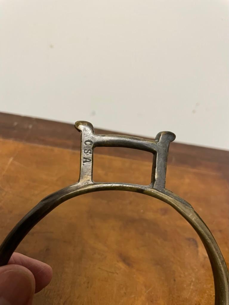 Pair 19th Bronze Civil War Stirrups Marked CSA Confederate States of ...