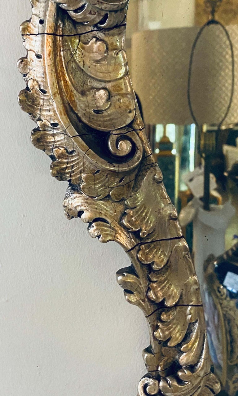 Pair 19th C. French Rococo Style Silver Gilt Mirrors with Two ...