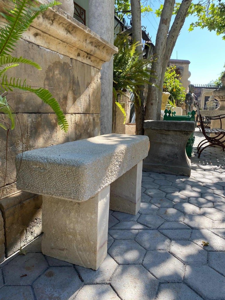 Pair Hand Carved Stone Garden Benches simple Seat Decorative antique ...