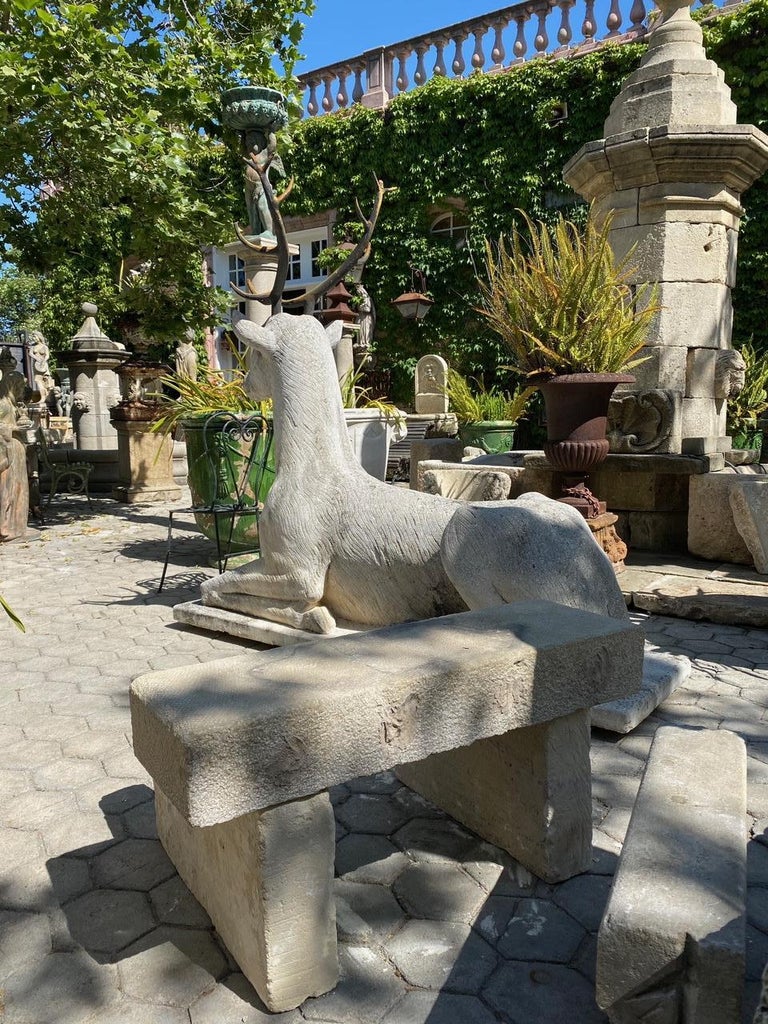 Pair Hand Carved Stone Garden Benches simple Seat Decorative antique ...