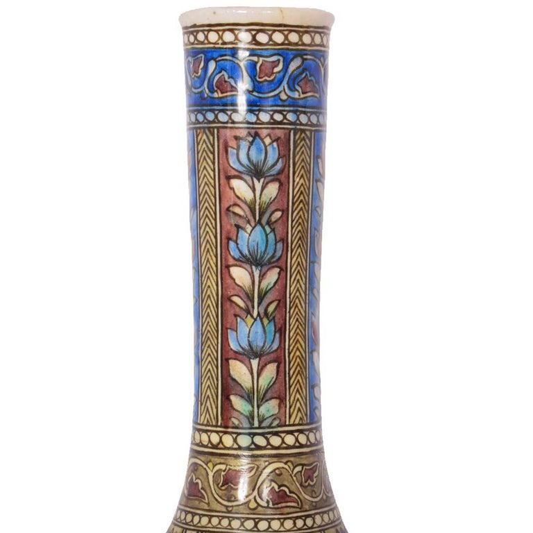 Pair 19th Century Antique Islamic Ottoman Iznik Kutahya Bottle Vases ...