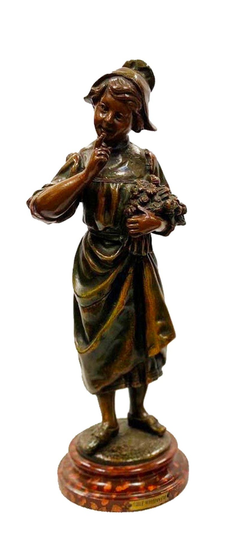 Pair of 19th Century Bronzed Statues of a Dutch Lovers For Sale at 1stDibs