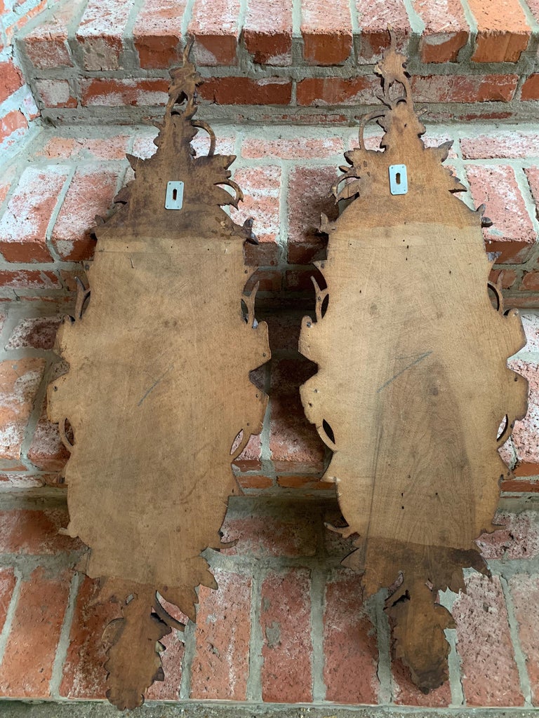 Pair 19th Century Carved Black Forest Game Trophy Wall Plaque Swiss ...