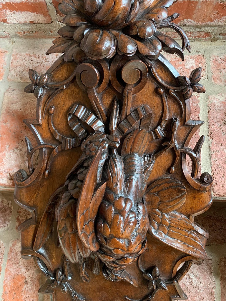 Pair 19th Century Carved Black Forest Game Trophy Wall Plaque Swiss ...