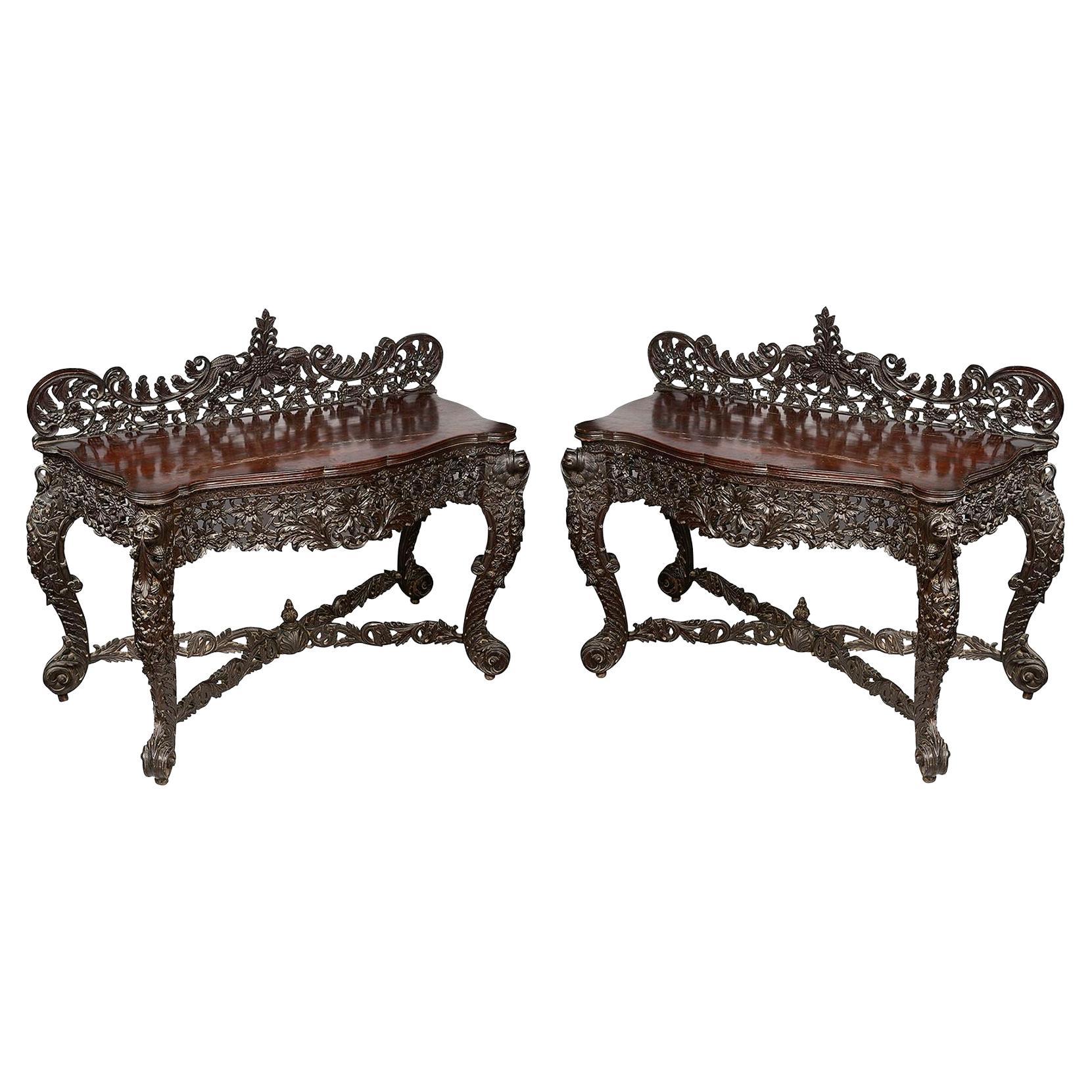 19th Century Colonial Teak Console Table with Drawers For Sale at ...