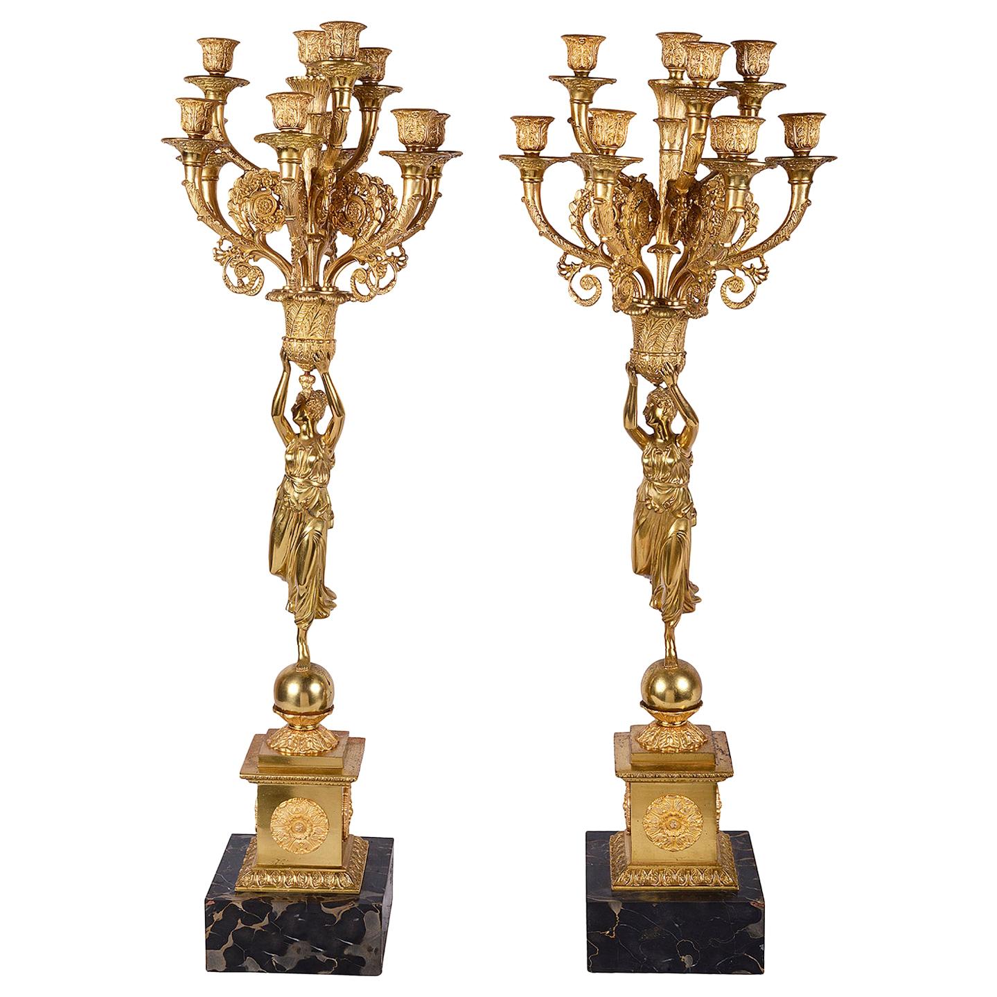 Early 19th Century Empire Candelabra with Caryatids For Sale at 1stDibs