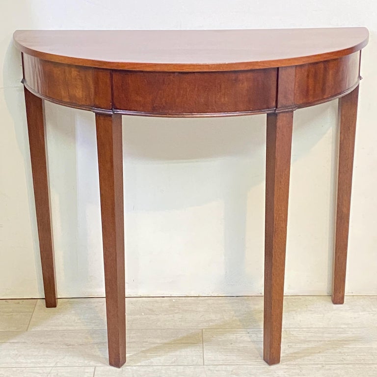 Pair 19th Century English Mahogany Demi Lune Console Tables / Center ...