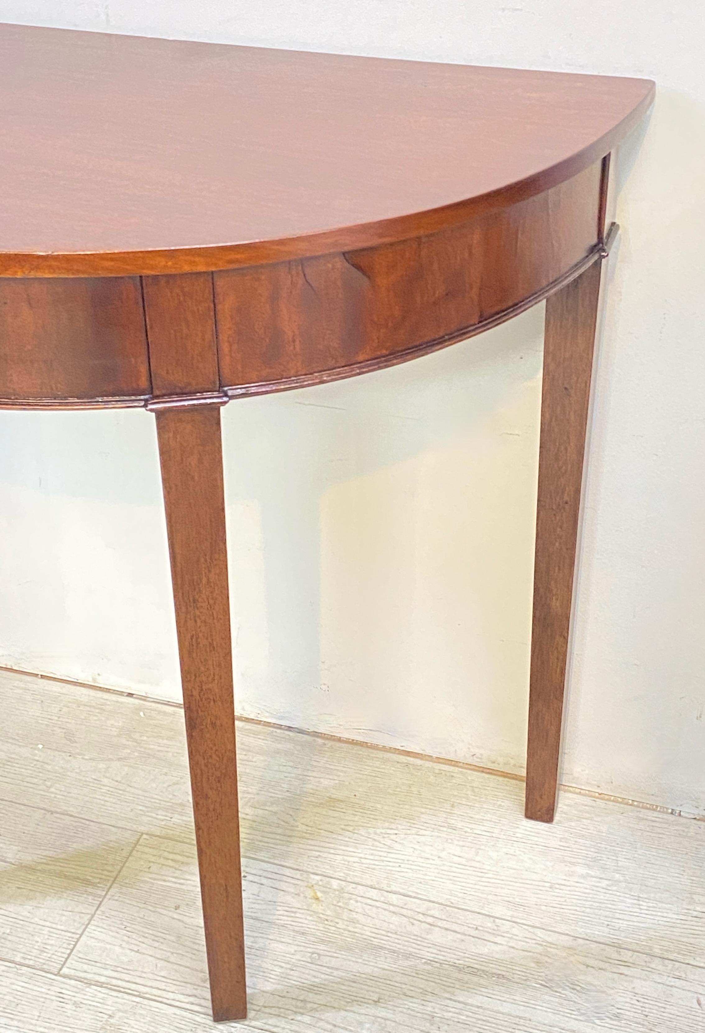 Pair 19th Century English Mahogany Demi Lune Console Tables / Center ...