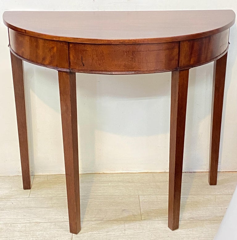 Pair 19th Century English Mahogany Demi Lune Console Tables / Center ...