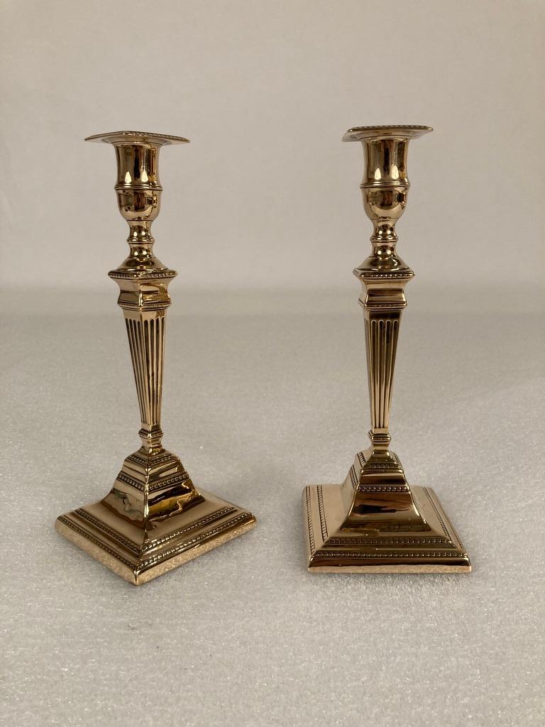 Pair 19th Century English Regency Brass Candlesticks For Sale at 1stDibs