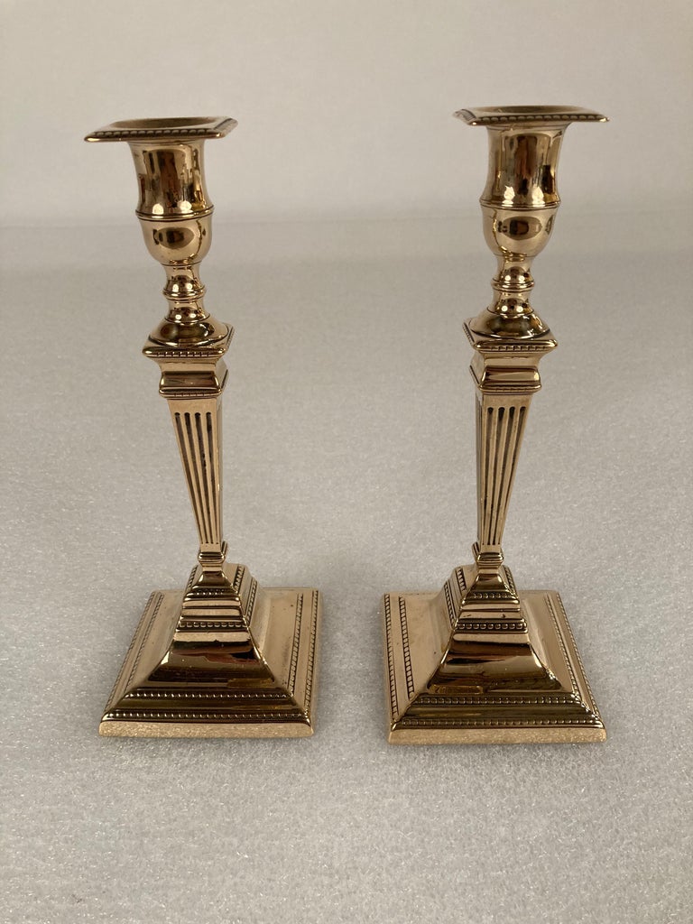 Pair 19th Century English Regency Brass Candlesticks For Sale at 1stDibs