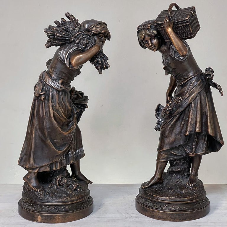 Pair 19th Century French Bronze Statues by Auguste Moreau '1855-1919 ...