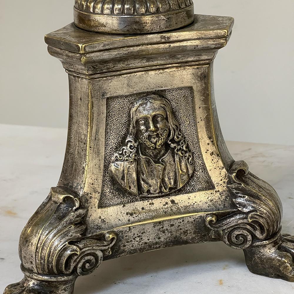 Pair 19th Century French Cast Brass Altar Candlesticks For Sale at 1stDibs