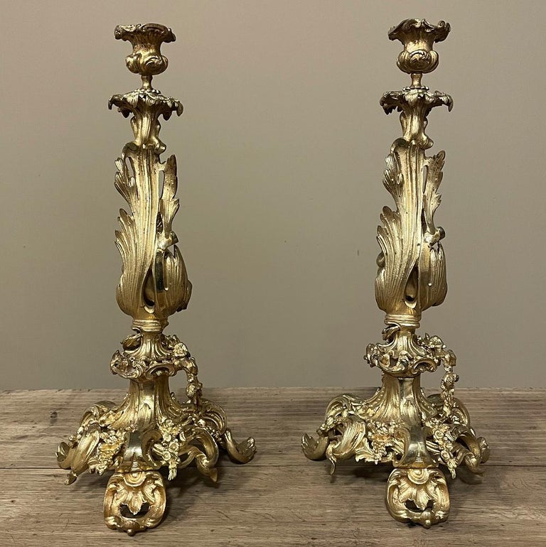 Pair 19th Century French Napoleon III Period Bronze D'Or Rococo ...