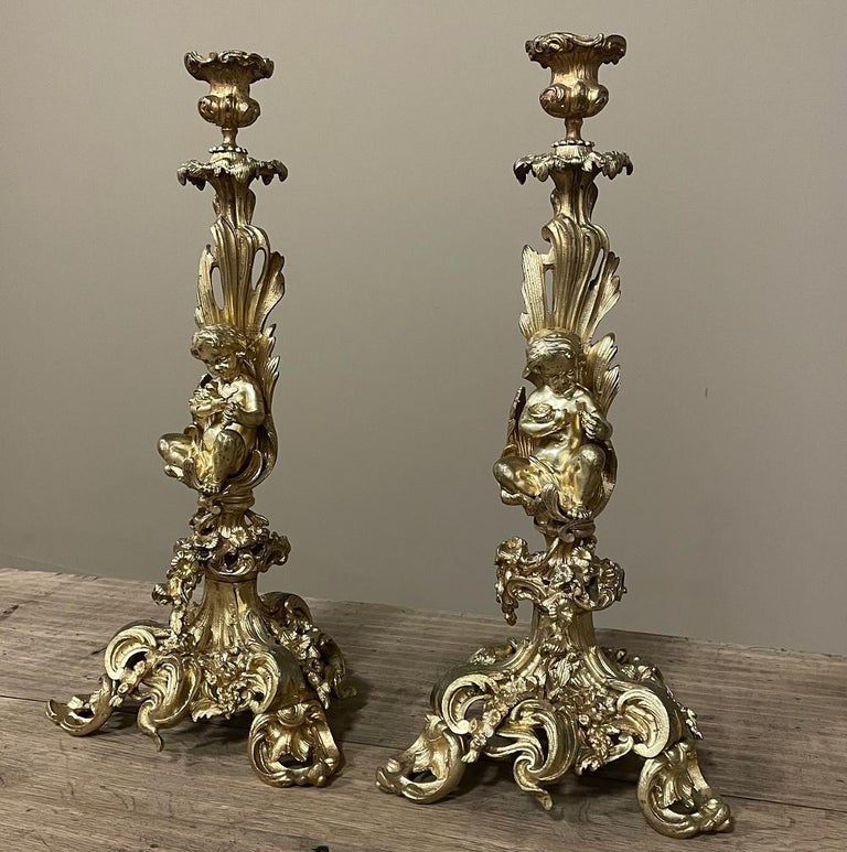 Pair 19th Century French Napoleon III Period Bronze D'Or Rococo ...