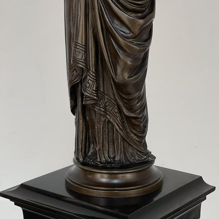 Pair 19th Century French Neoclassical Bronze Statutes on Footed Slate ...