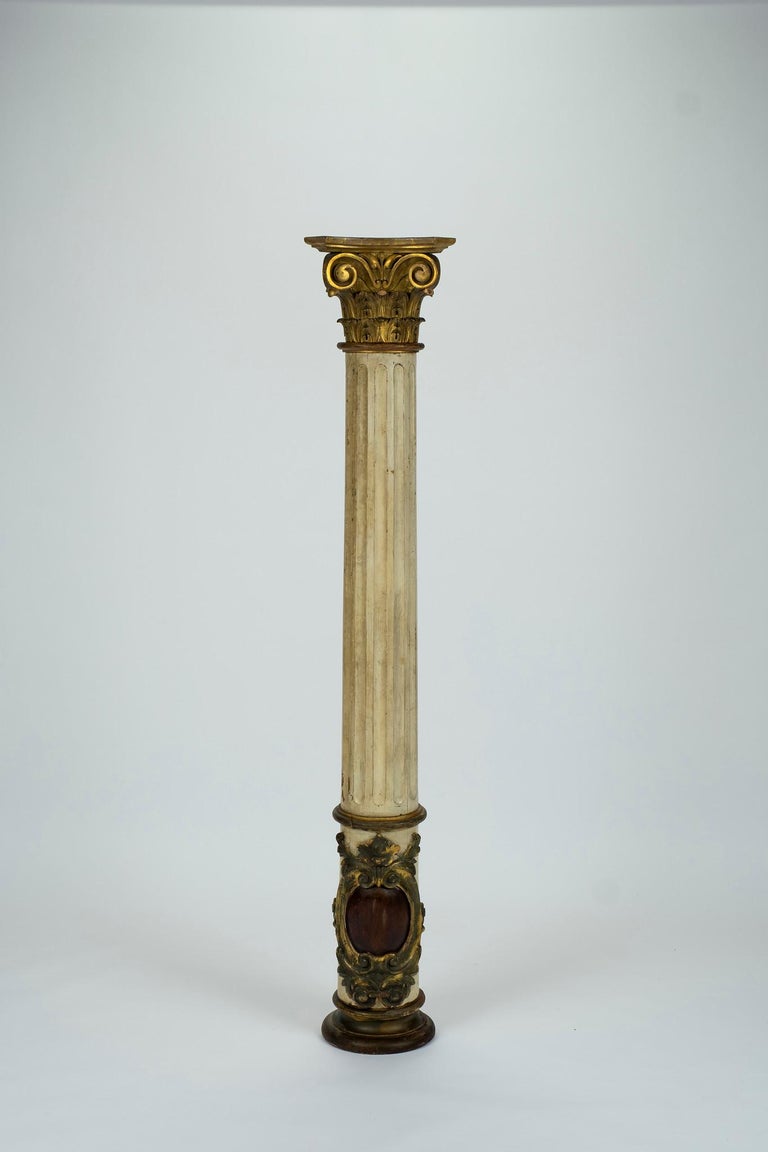Pair 19th Century French Painted and Giltwood Columns For Sale at 1stDibs
