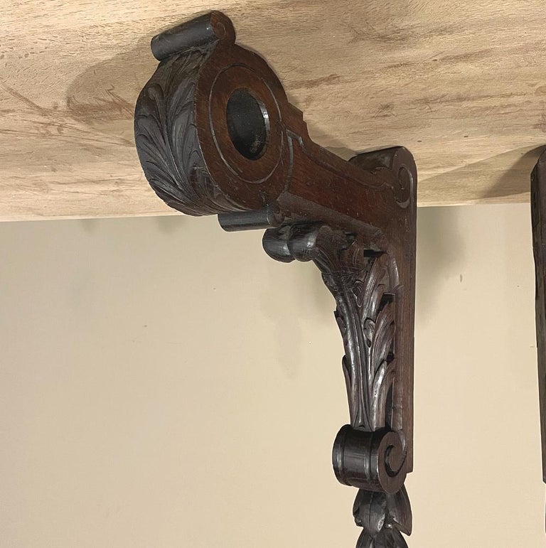 Pair 19th Century Hand-Carved Corbels ~ Drapery Rod Holders For Sale at ...