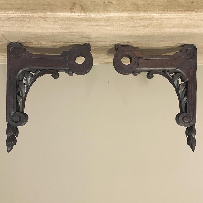 Pair 19th Century Hand-Carved Corbels ~ Drapery Rod Holders For Sale at ...