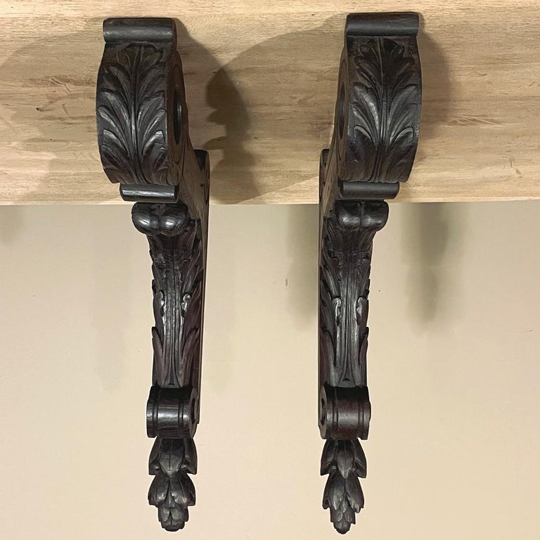 Pair 19th Century Hand-Carved Corbels ~ Drapery Rod Holders For Sale at ...