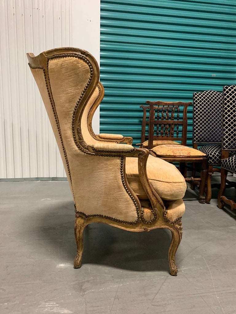 Pair of 19th Century Large French Upholstered Bergere Oreilles ...